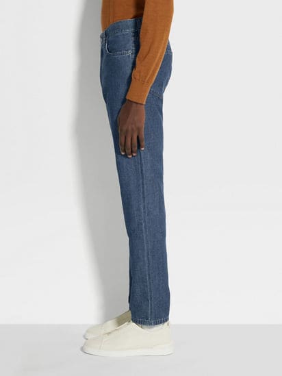 Blue Bleached Cotton and Linen Roccia Jeans SS25 26961944 Blue Bleached Cotton and Linen Roccia Jeans SS25 26961944