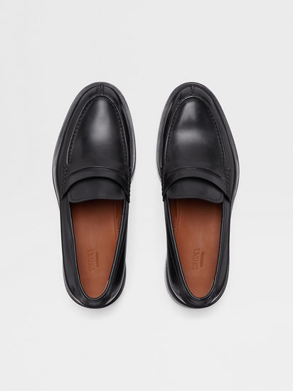 Black Hand-Buffed Leather Udine Loafers SS25 22030450 | Zegna US Black Hand-Buffed Leather Udine Loafers SS25 22030450 | Zegna US