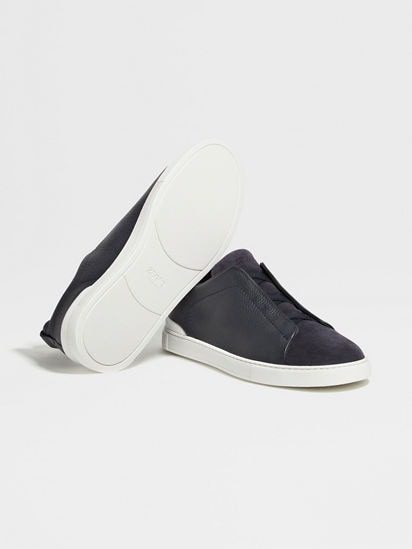 Navy Blue Leather and Suede Triple Stitch™ Sneakers SS25 Navy Blue Leather and Suede Triple Stitch™ Sneakers SS25