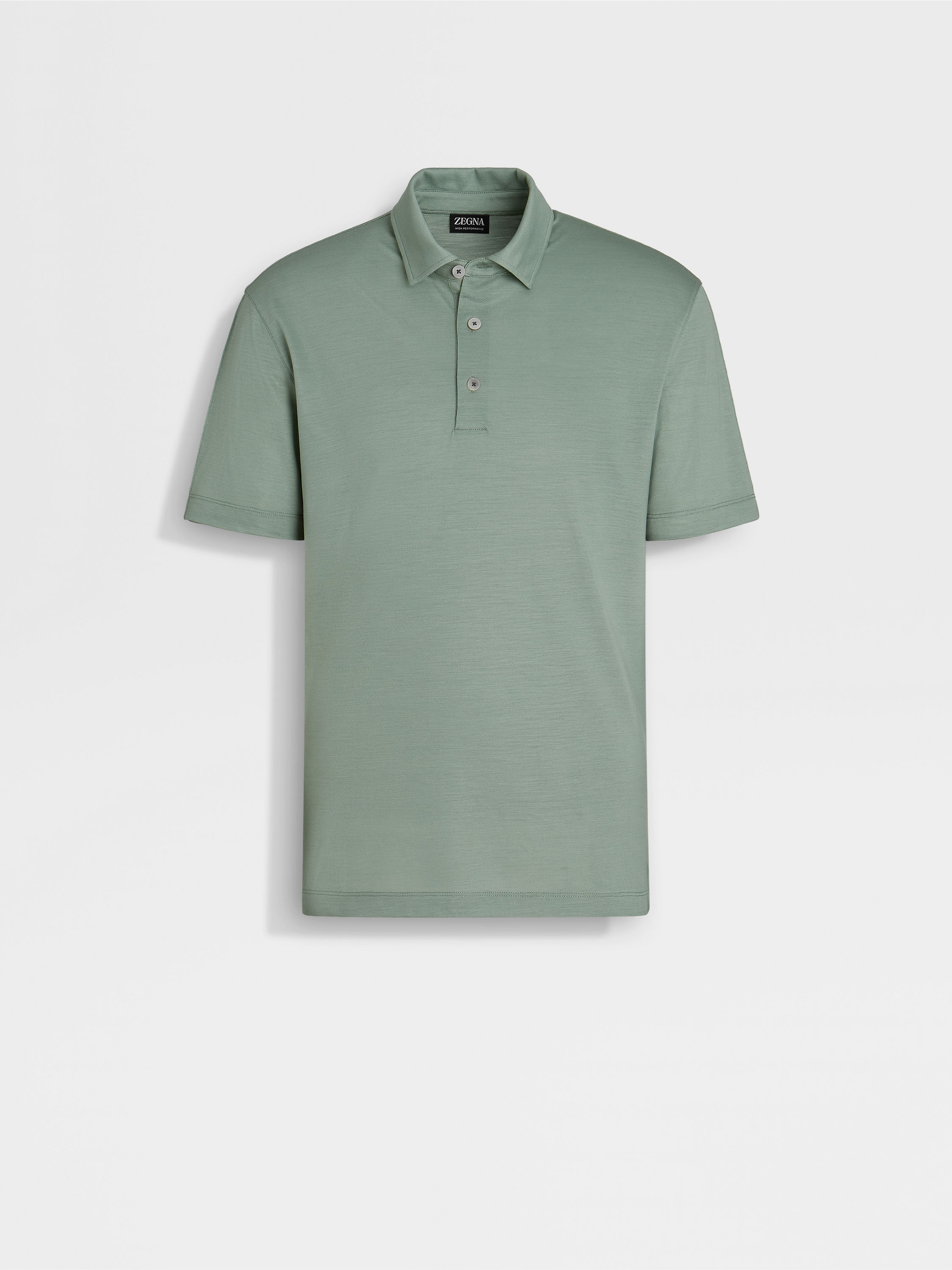 Sage Green High Performance™ Wool Piquet Polo Shirt SS24 30054868 ...