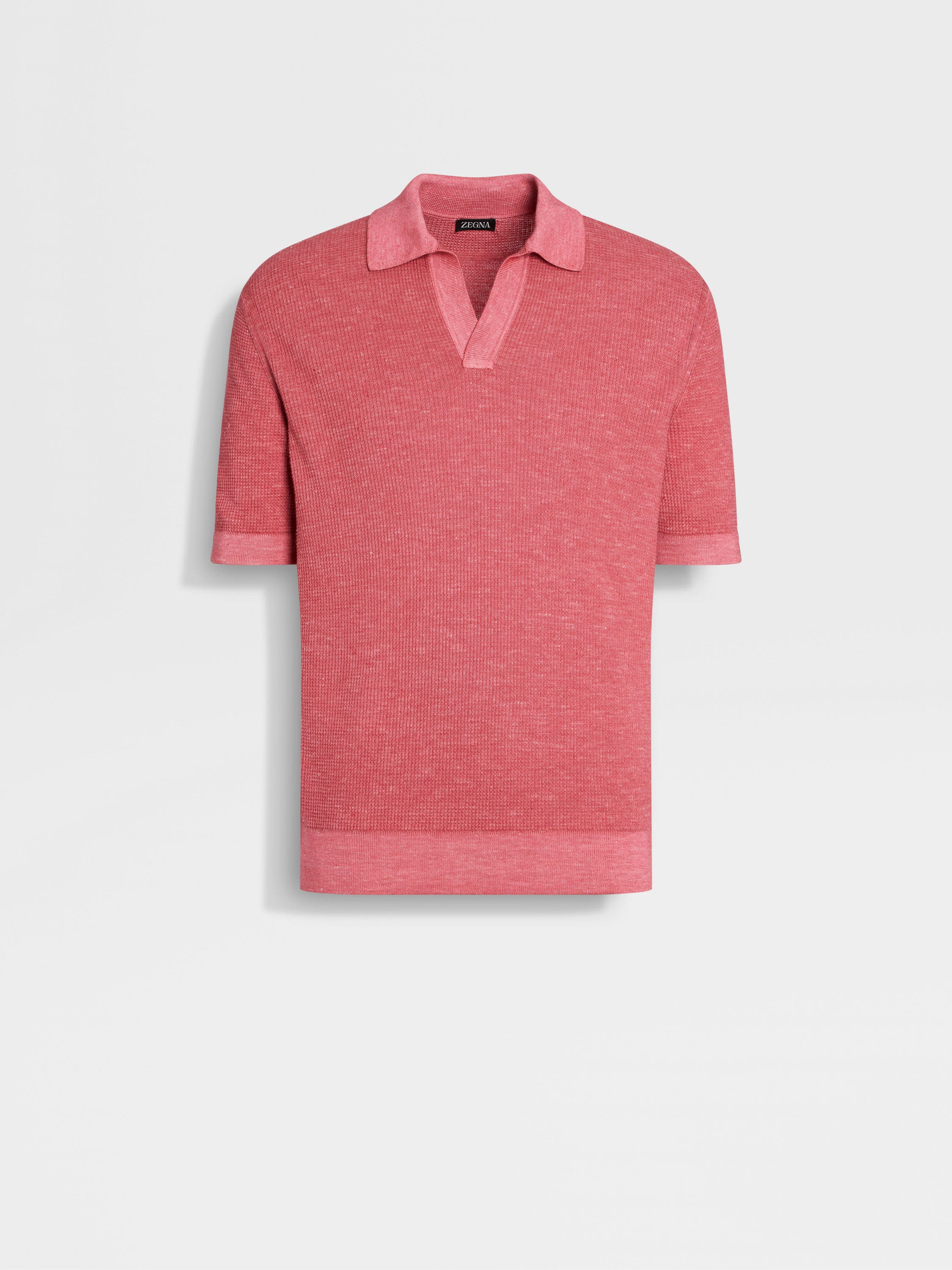 Fuchsia Mélange Silk Cashmere and Linen Polo Shirt SS25 Fuchsia Mélange Silk Cashmere and Linen Polo Shirt SS25