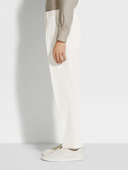 White Cotton and Wool Pants SS25 31767210 | Zegna US White Cotton and Wool Pants SS25 31767210 | Zegna US