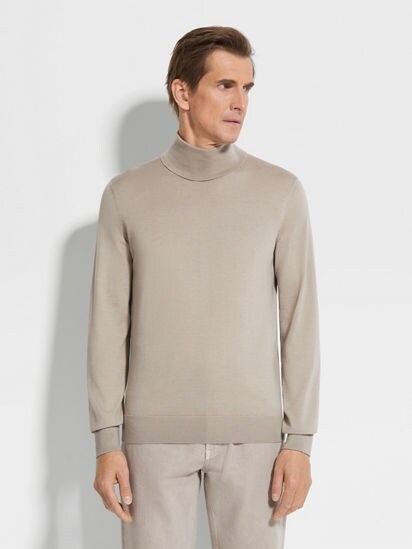 Light Taupe Cashseta Turtleneck FW24 31840672 | Zegna US Light Taupe Cashseta Turtleneck FW24 31840672 | Zegna US