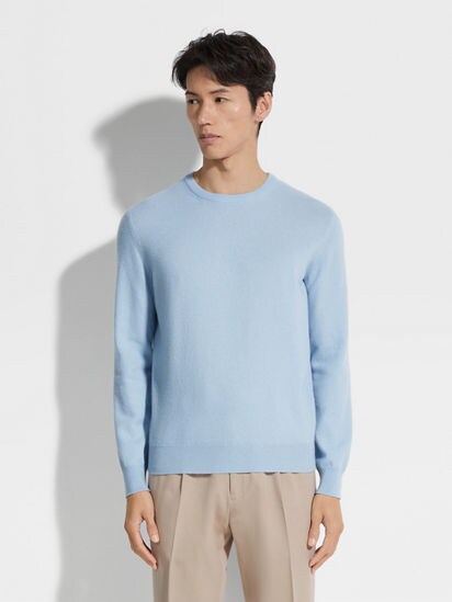 Light Blue Oasi Cashmere Crewneck FW24 31835604 | Zegna US Light Blue Oasi Cashmere Crewneck FW24 31835604 | Zegna US