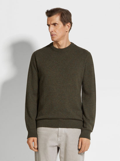 Army Green Multimélange Oasi Cashmere Crewneck FW24 31862541 Army Green Multimélange Oasi Cashmere Crewneck FW24 31862541