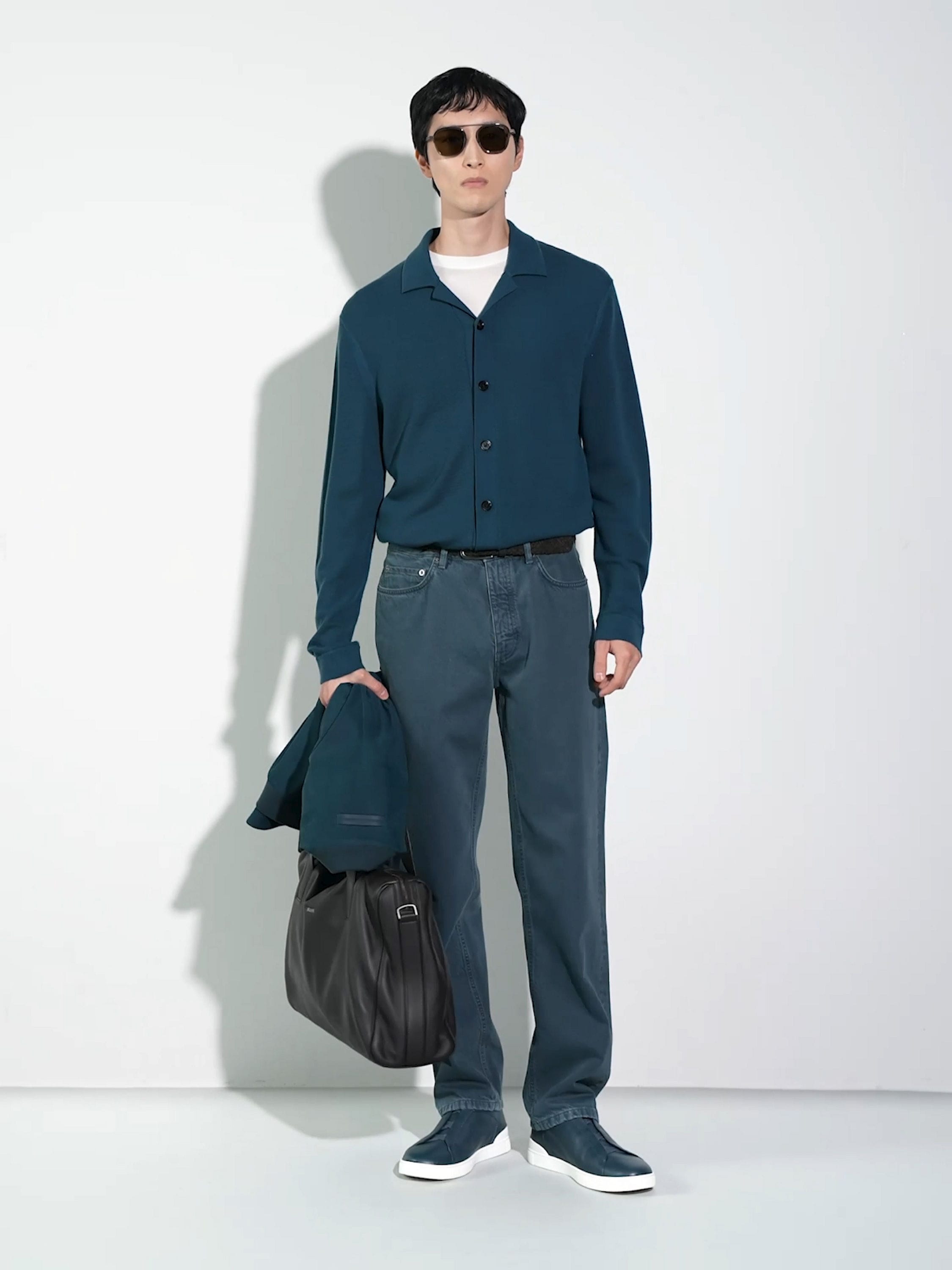 Dark Teal Blue Wool Shirt SS25 33707959 | Zegna RO Dark Teal Blue Wool Shirt SS25 33707959 | Zegna RO